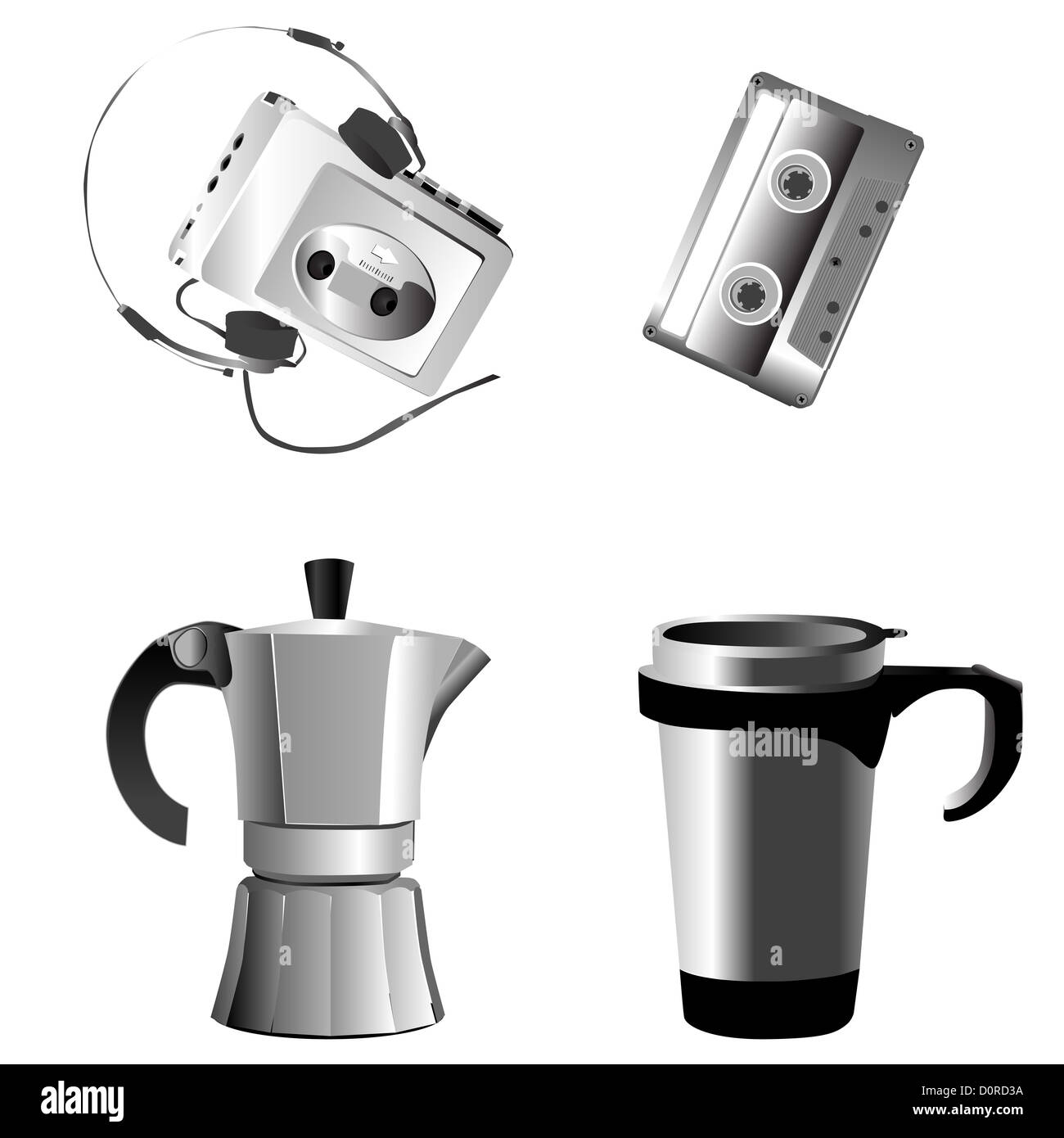 silver retro objects Stock Photo - Alamy