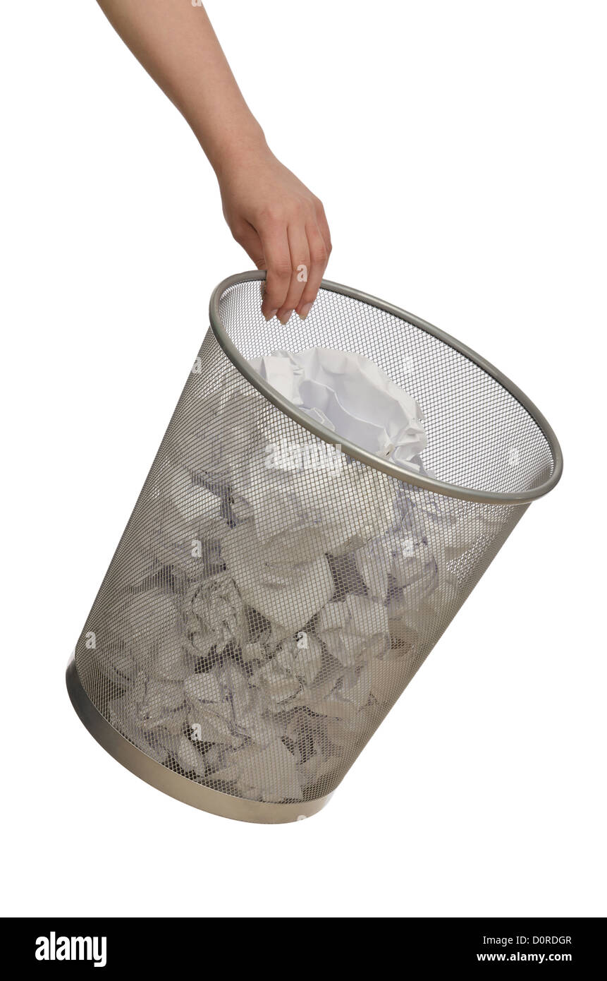 Hands with garbage bin with paper Stock Photo - Alamy