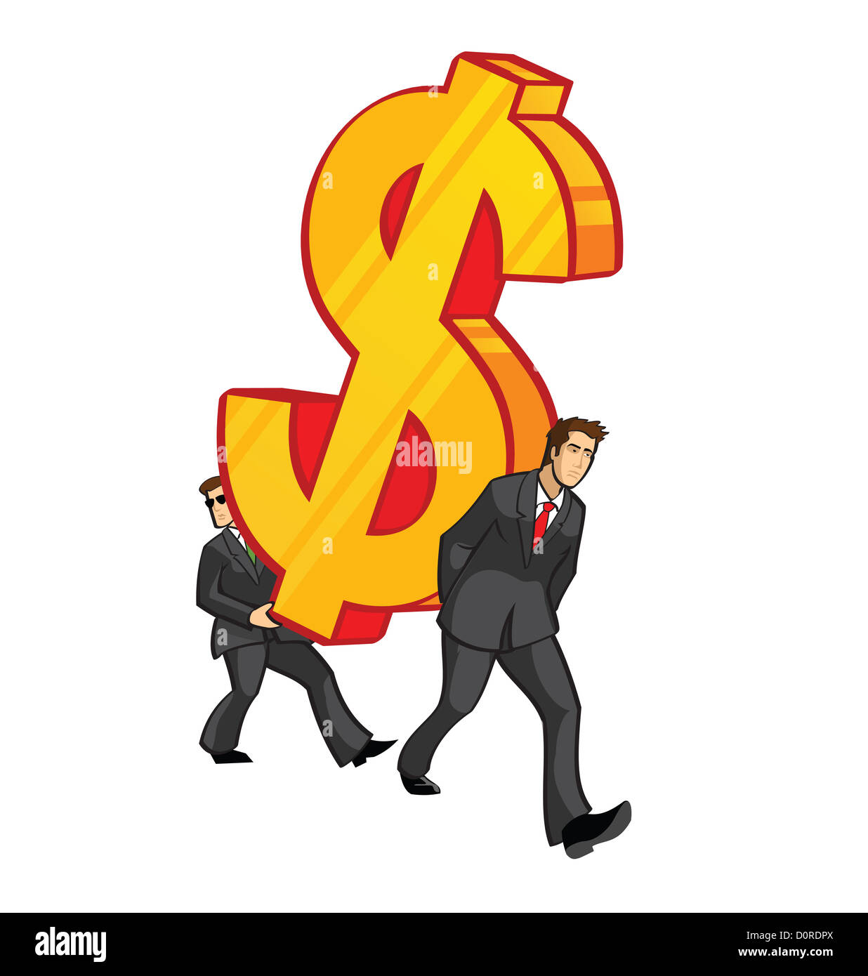 Two businessmen carrying an oversized dollar sign Stock Photo - Alamy