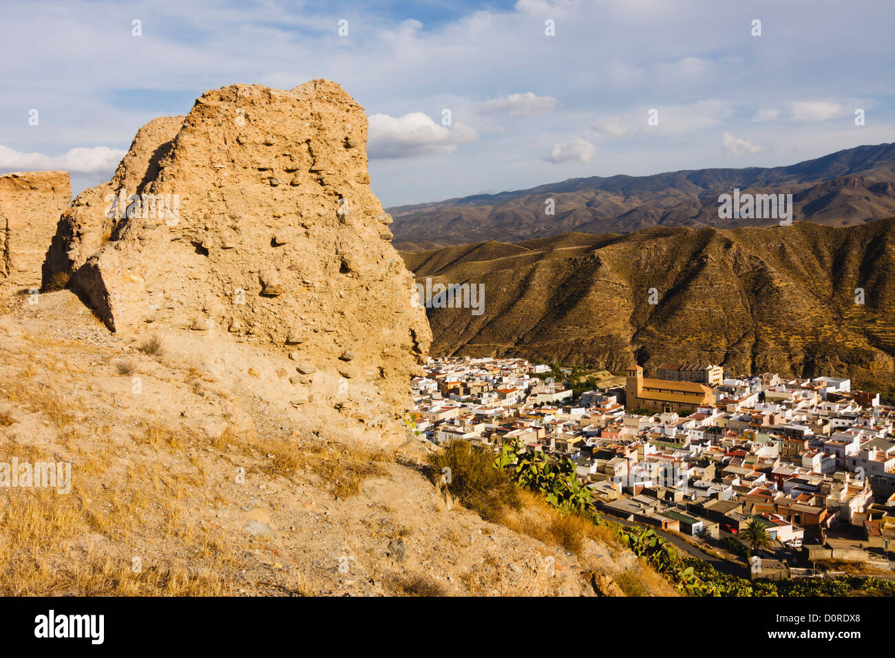 Overview from the Alcazaba castle of Tabernas village, Almeria ...