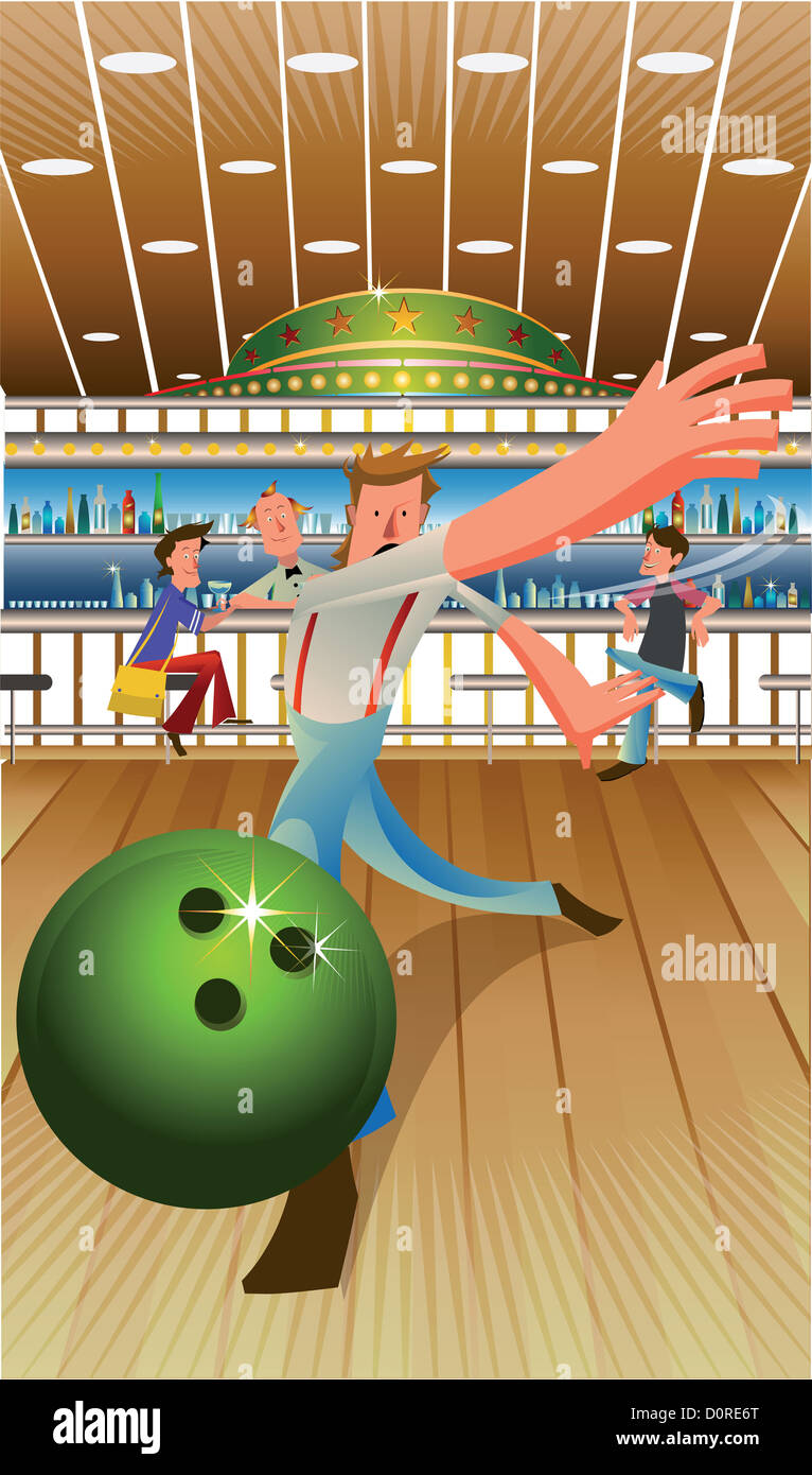 Man playing ten pin bowling Stock Photo - Alamy