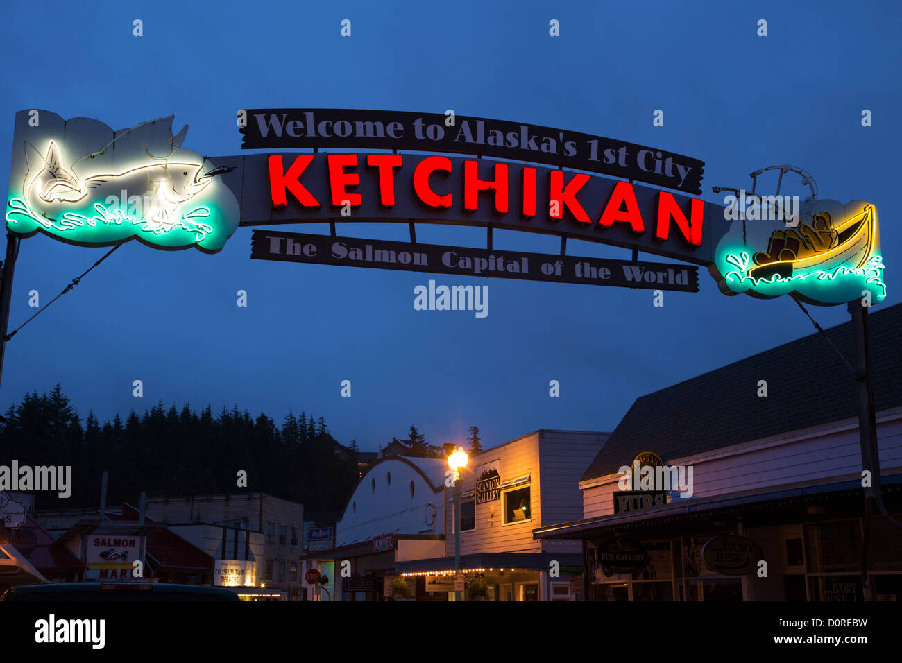 Welcome to Ketchikan sign, Alaska Stock Photo - Alamy