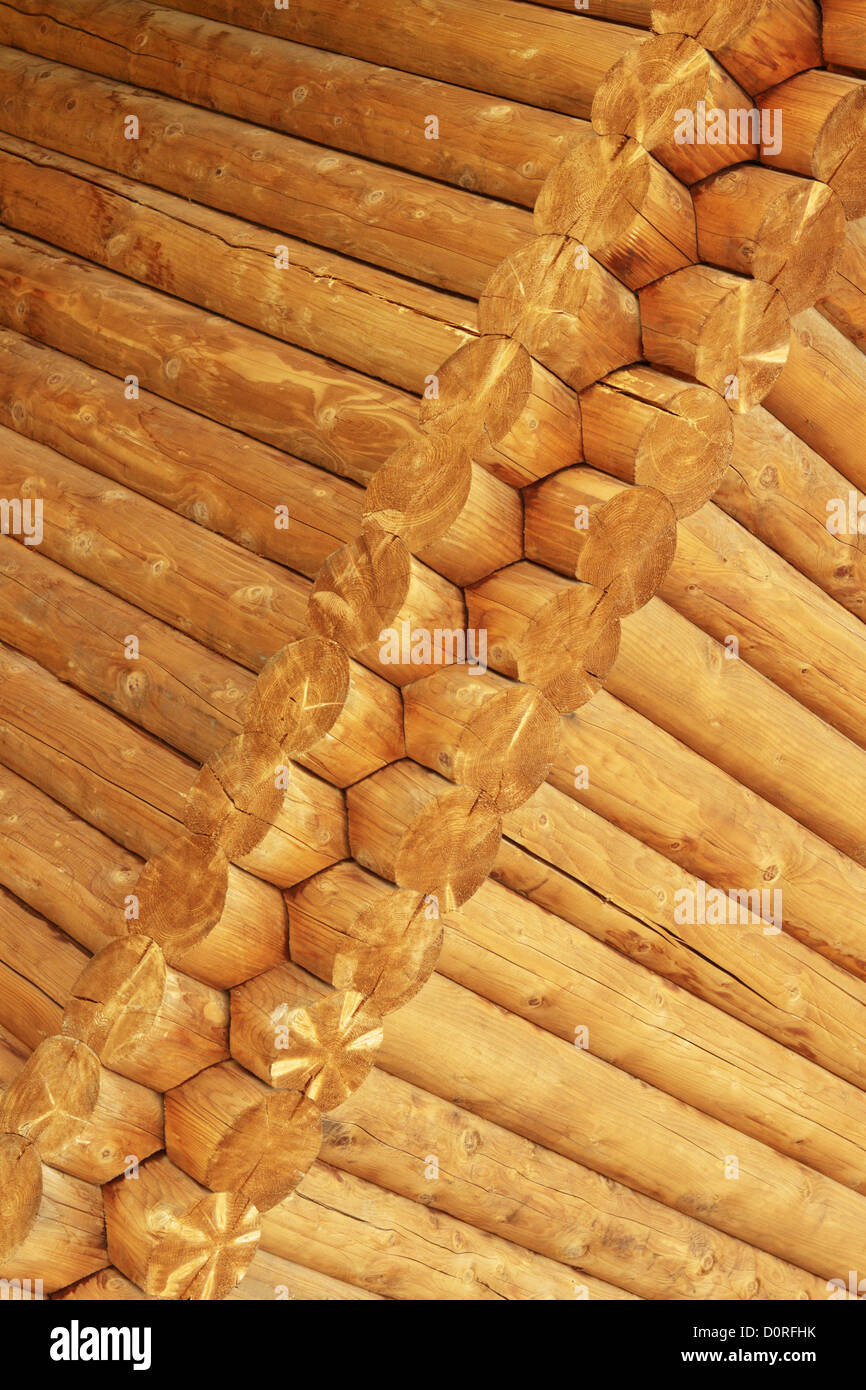 Corner of logs located in diagonal Stock Photo - Alamy