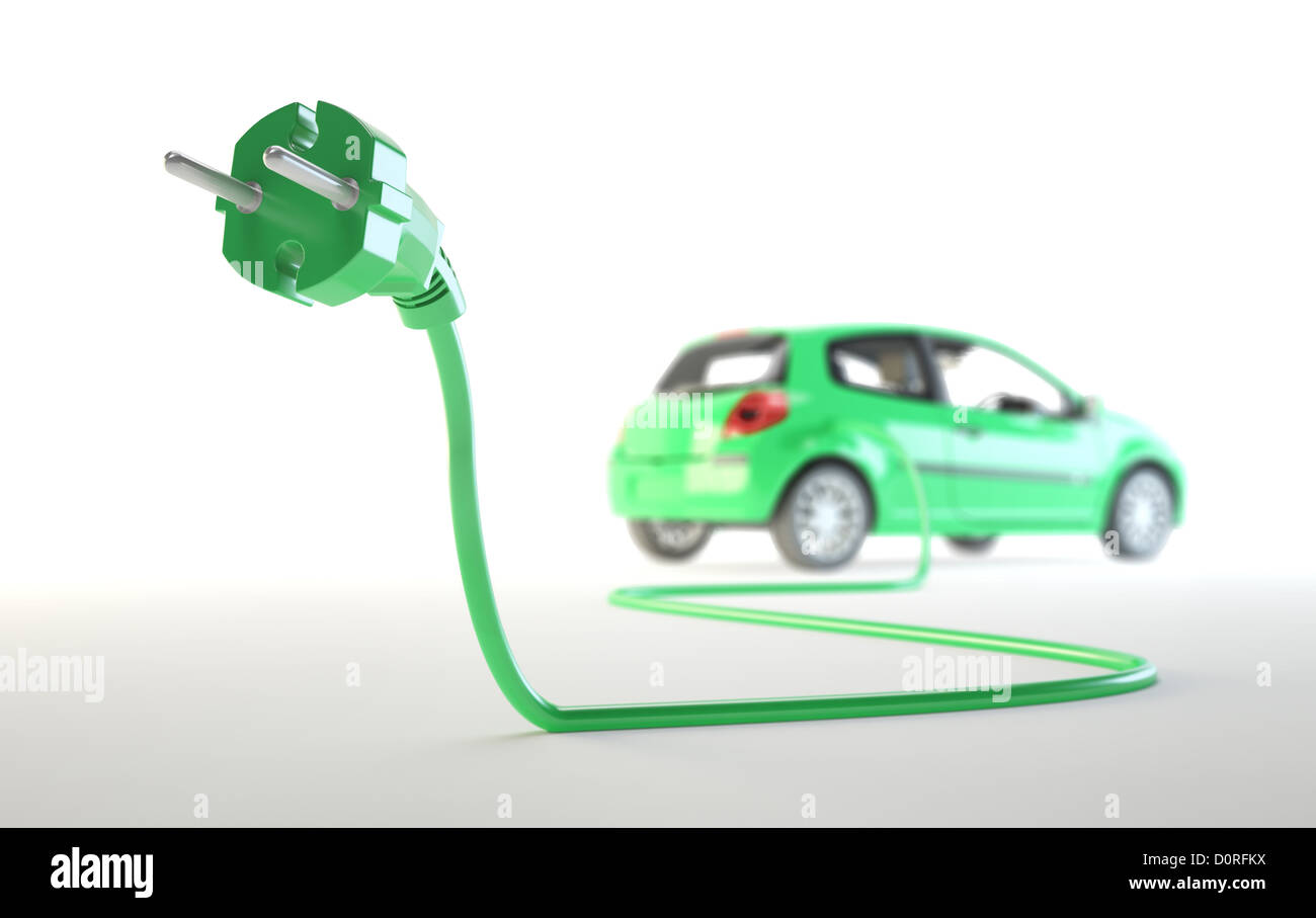 Electric car with a plug Stock Photo - Alamy