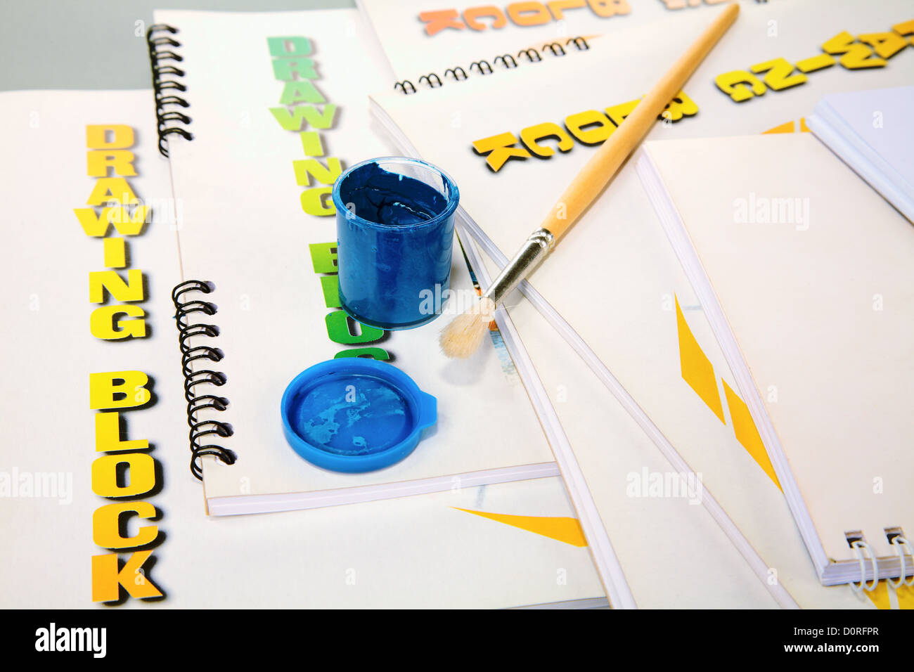 Albums for drawing and a paint Stock Photo - Alamy