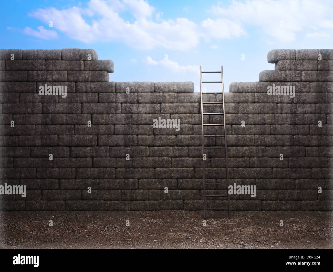 Ladder over the wall Stock Photo - Alamy