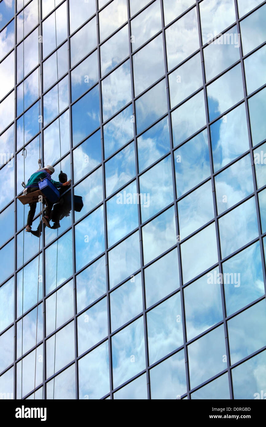 window cleaner at work Stock Photo - Alamy