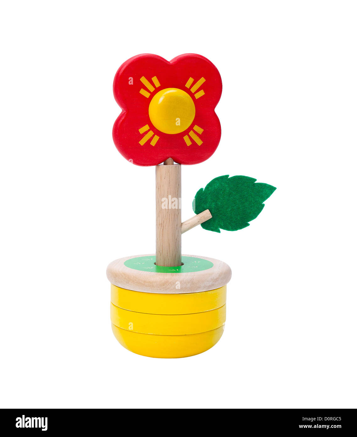 Colorful wooden flower toy vase isolates on white Stock Photo - Alamy