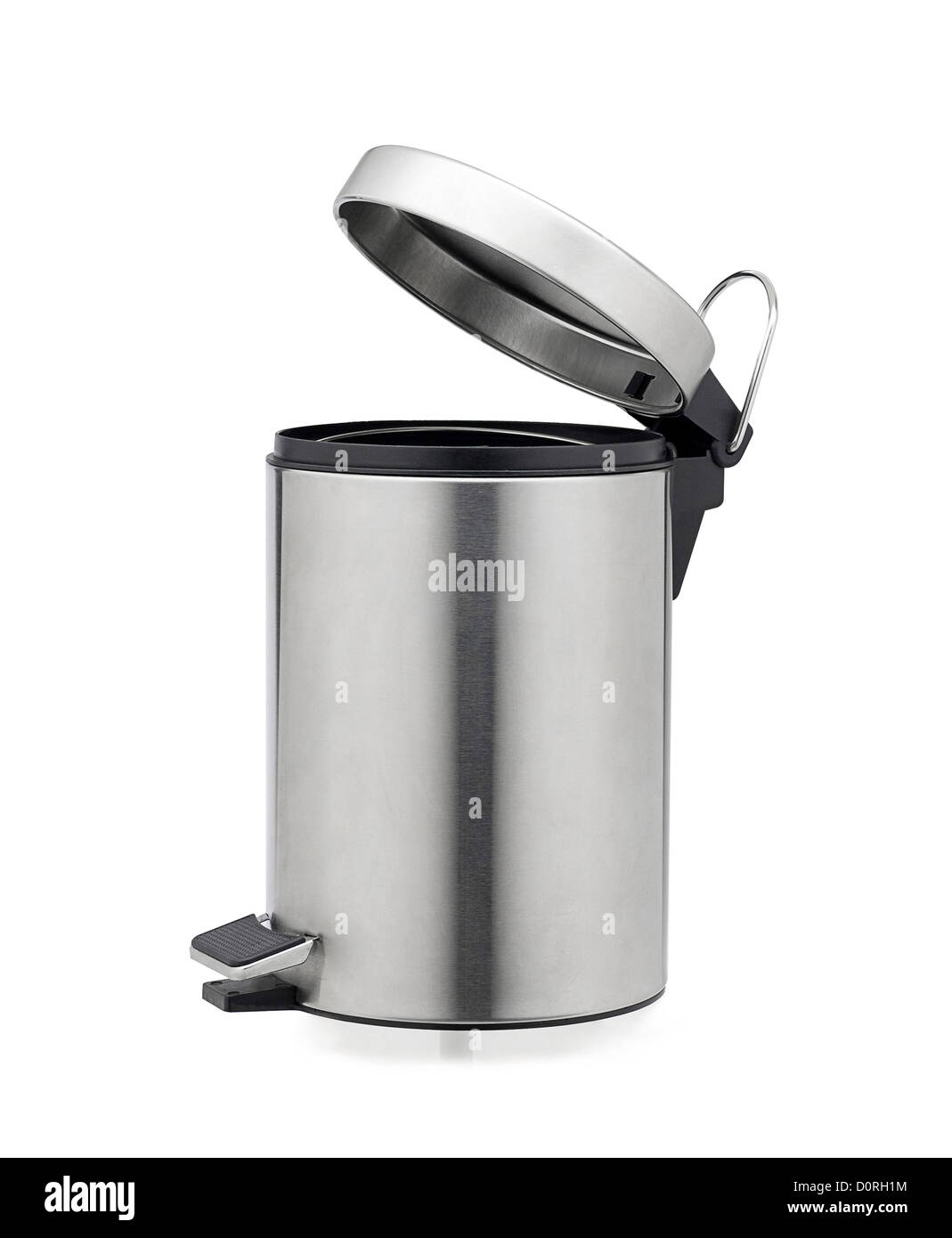 Aluminum chrome trash can isolated on white Stock Photo - Alamy