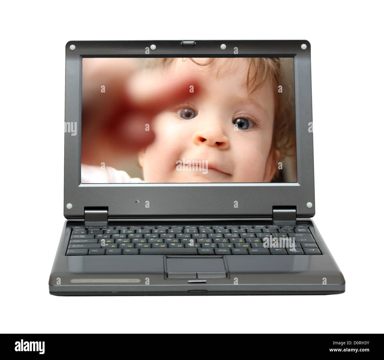 Baby touching laptop keyboard hi-res stock photography and images - Alamy