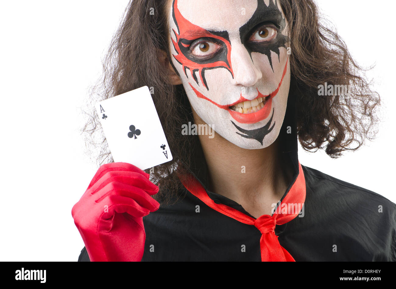 Joker with cards isolated on white Stock Photo - Alamy