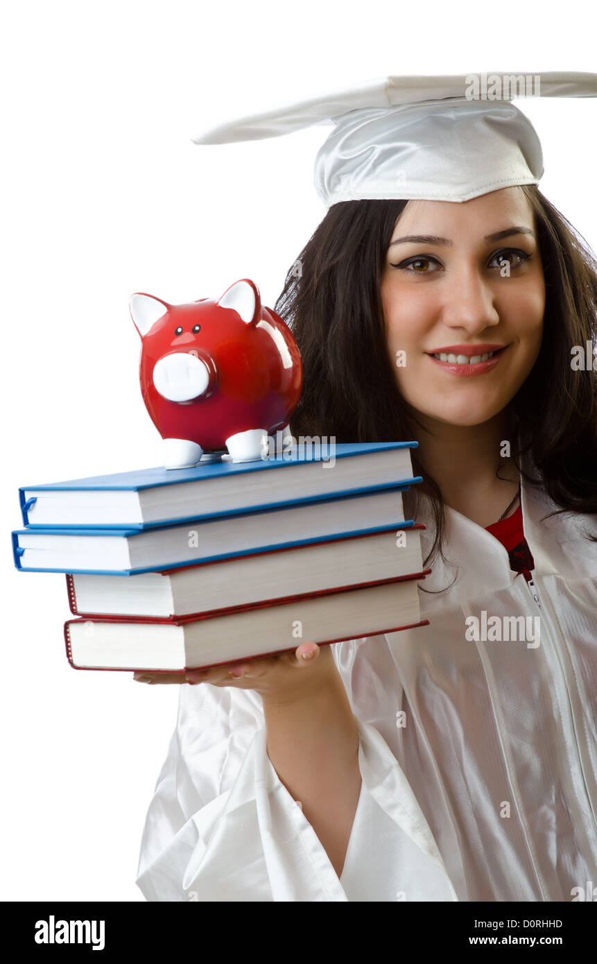 Saving for studies concept on white Stock Photo - Alamy