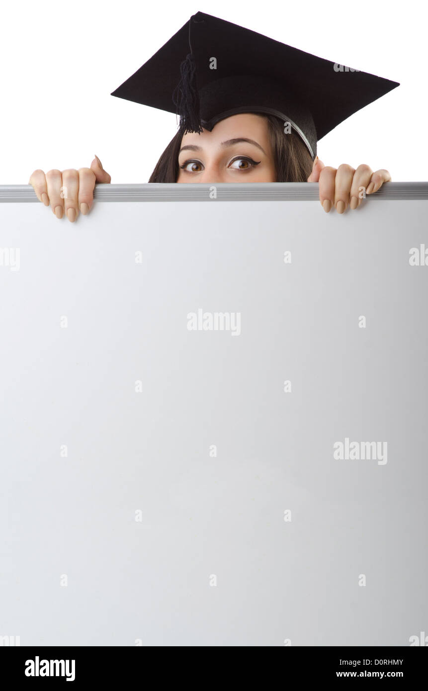 Young student with blank board Stock Photo - Alamy