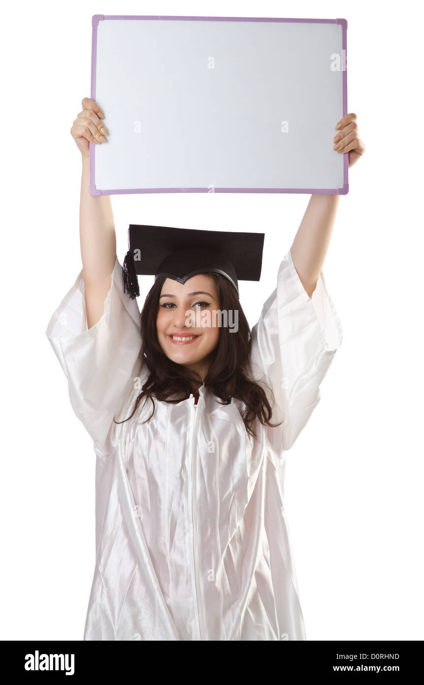 Young student with blank board Stock Photo - Alamy