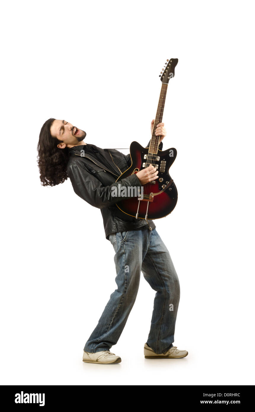 Male playing electric guitar on stage Cut Out Stock Images & Pictures ...