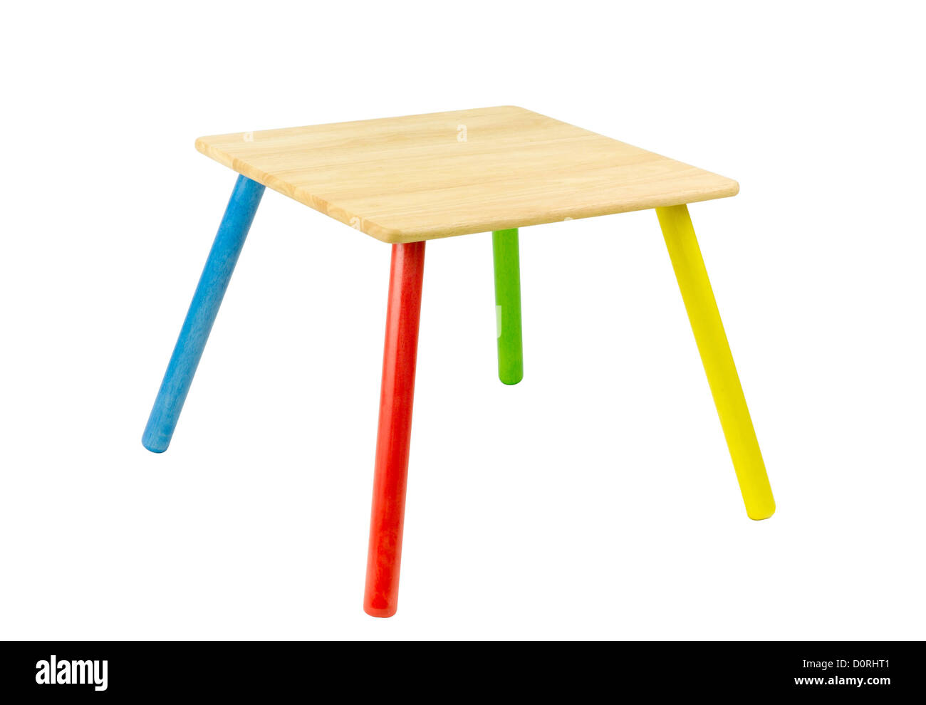 colorful wooden table for little kids isolated on white background ...