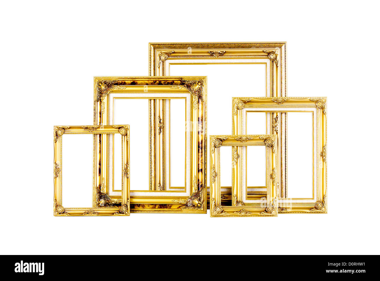 Luxury golden photo frames in different size isolated Stock Photo - Alamy