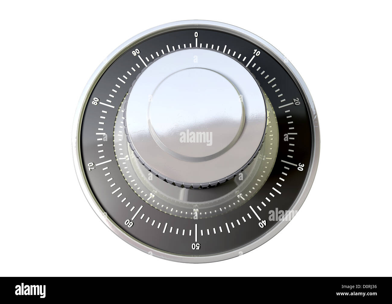 A regular metal safe combination dial on an isolated background Stock ...