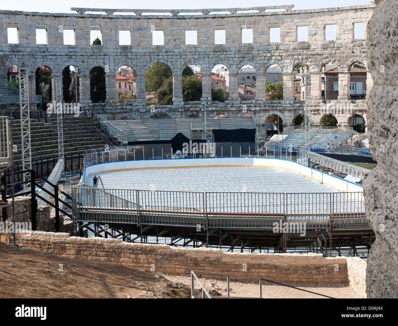 ice hockey in old roman colosseum in Pula Stock Photo - Alamy