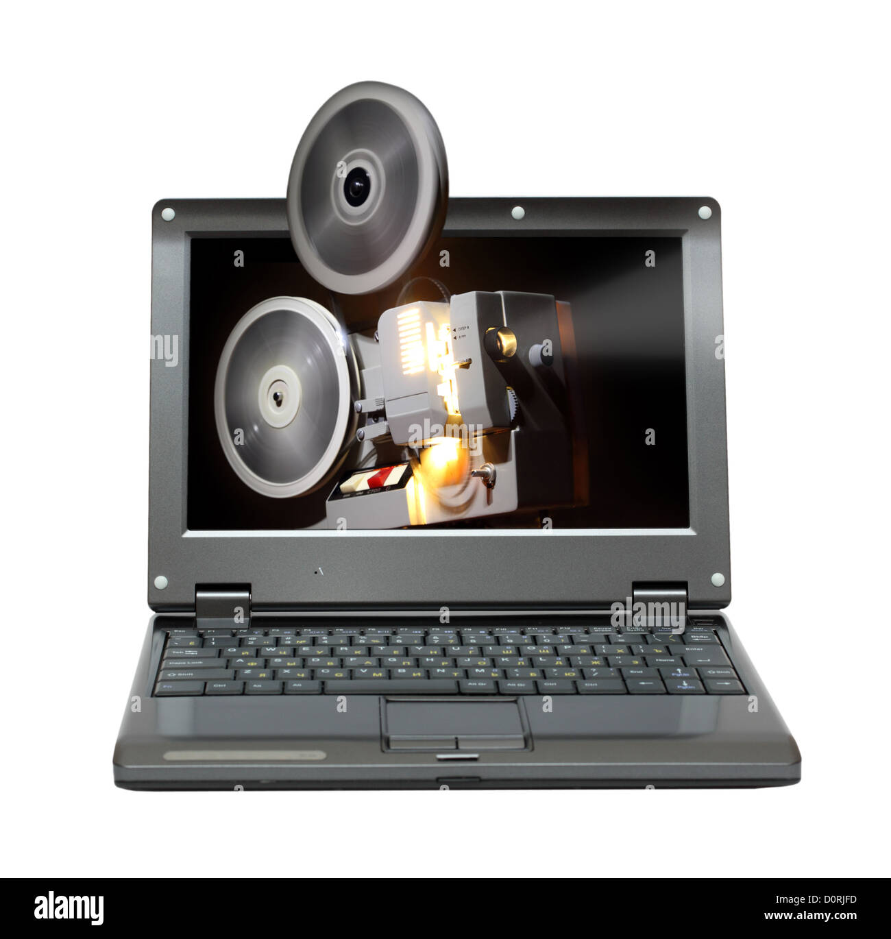 Open laptop video Cut Out Stock Images & Pictures - Alamy