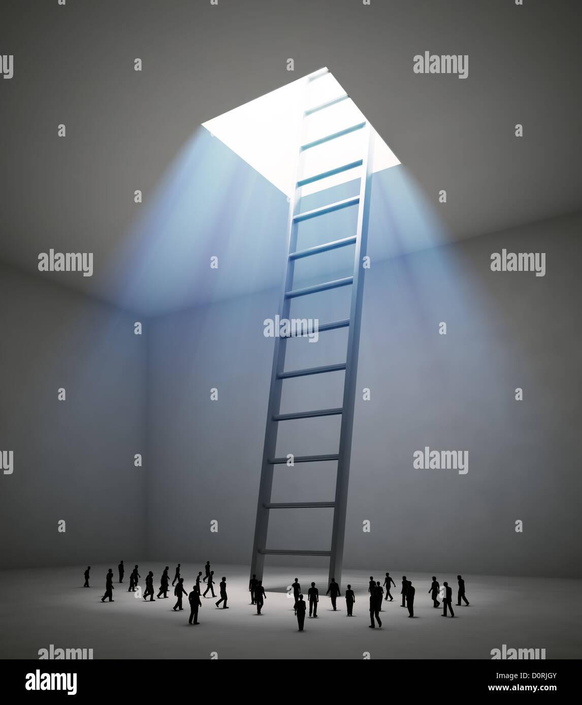 Tiny people ladder room Stock Photo - Alamy