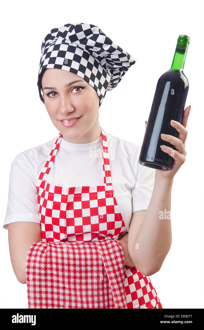 Woman cook isolated on the white Stock Photo - Alamy