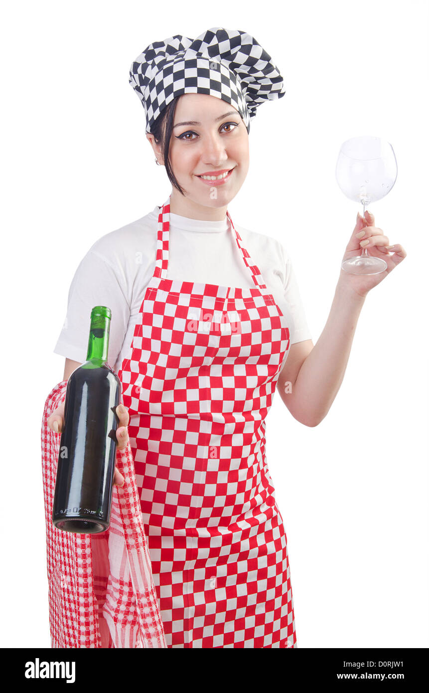 Woman cook isolated on the white Stock Photo - Alamy