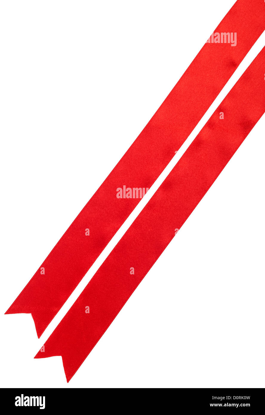 Beautiful red gift ribbon on a white background Stock Photo - Alamy