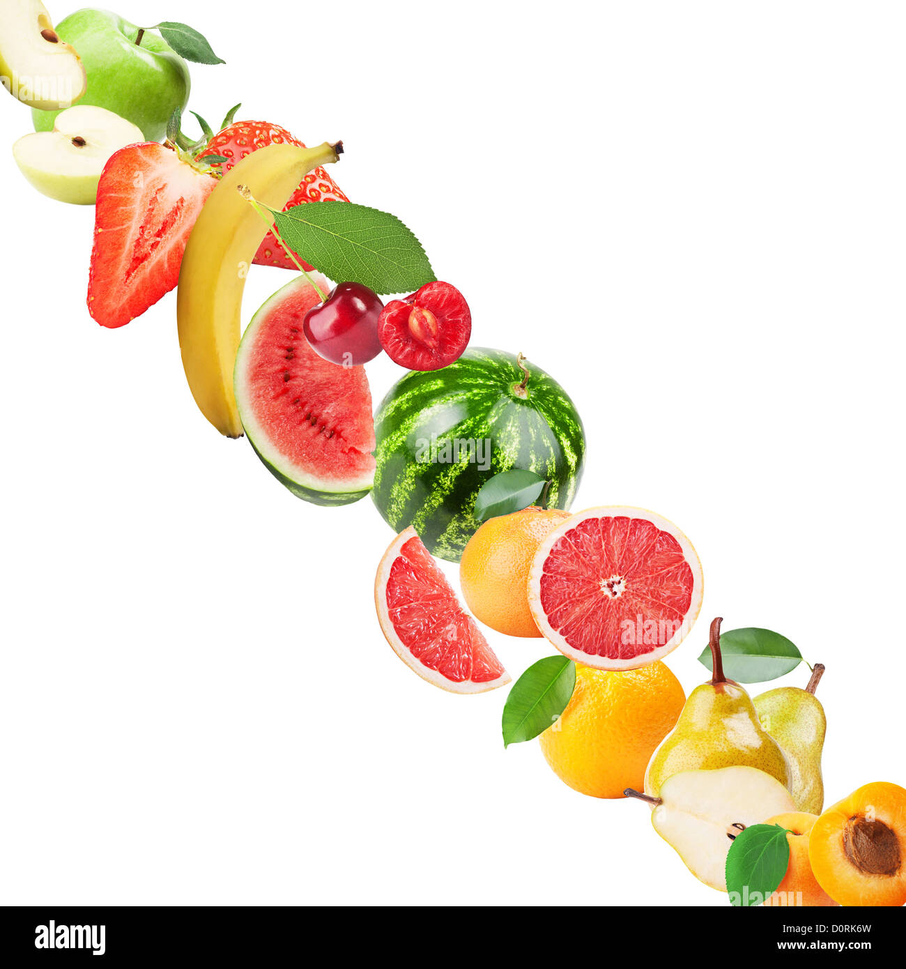 Collage of fresh fruits on white background Stock Photo - Alamy