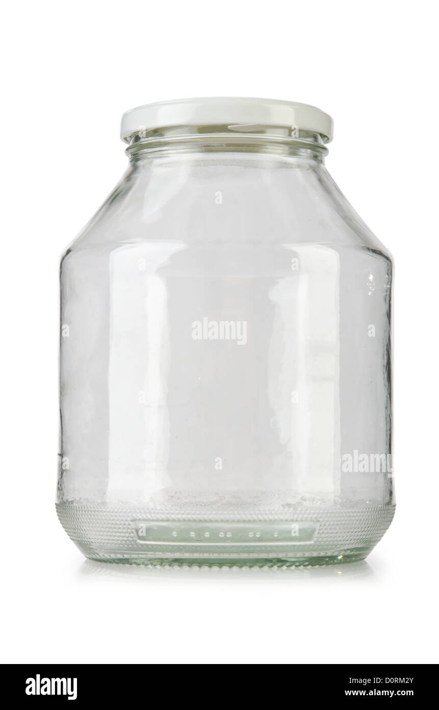 Glass empty jar isolated on white Stock Photo - Alamy