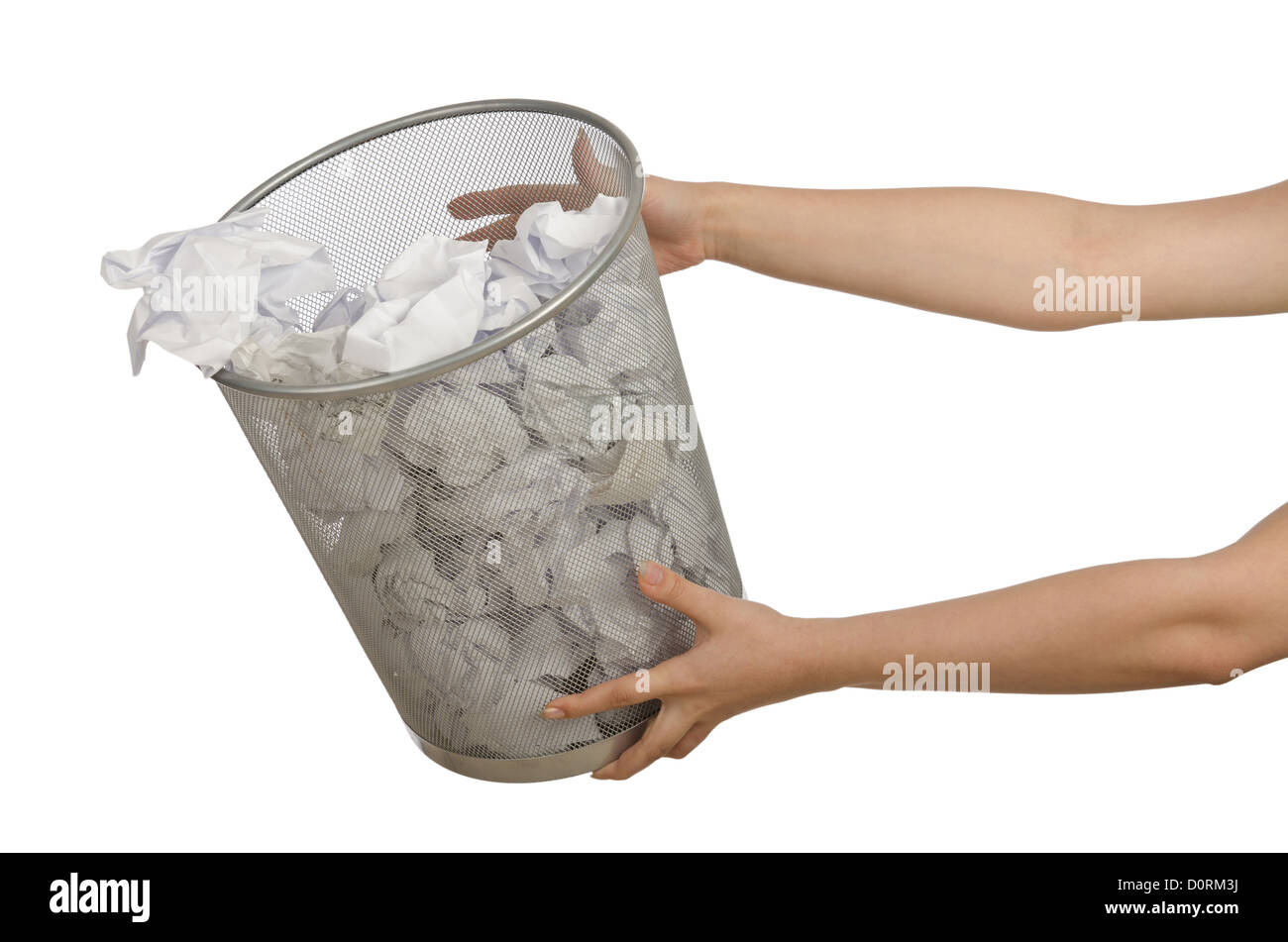 Hands with garbage bin with paper Stock Photo - Alamy
