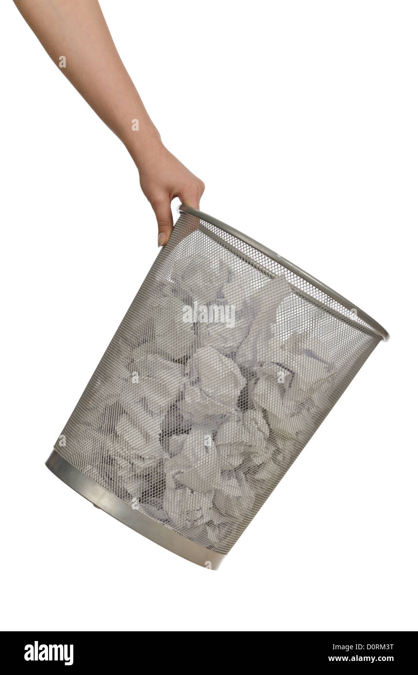 Hands with garbage bin with paper Stock Photo - Alamy