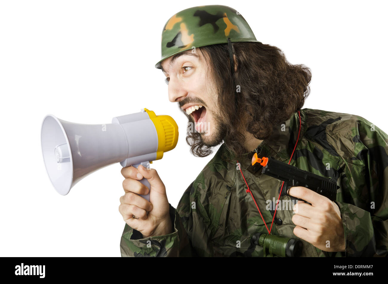 Funny soldier isolated on the white Stock Photo - Alamy