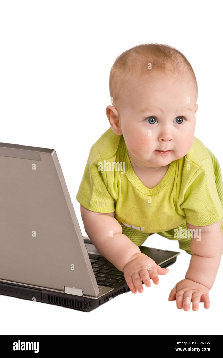 Portrait baby with notebook Stock Photo - Alamy