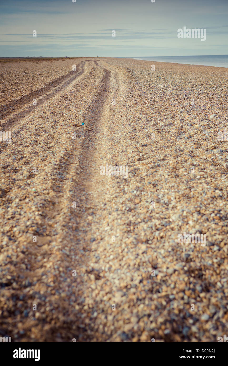 Shingle beach at Cley next the Sea, Norfolk, UK. Part of the shingle ...