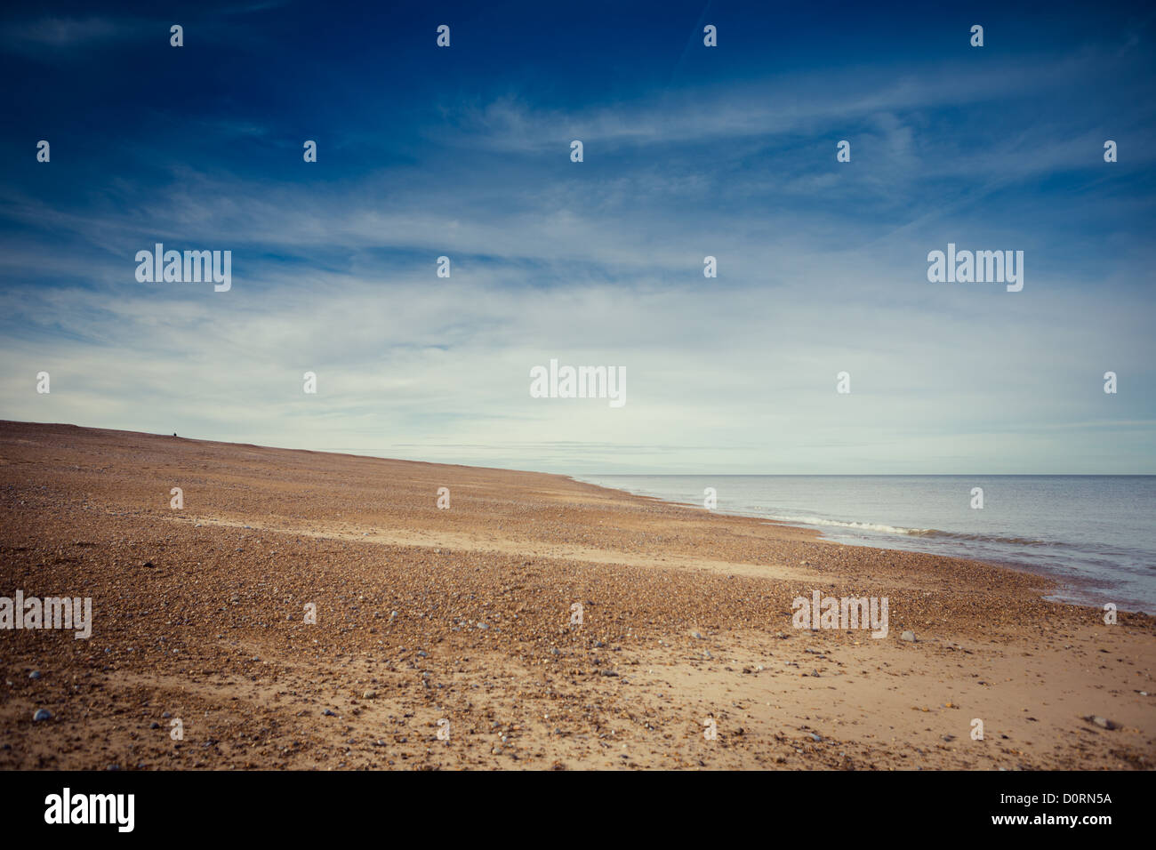 Shingle beach at Cley next the Sea, Norfolk, UK. Part of the shingle ...