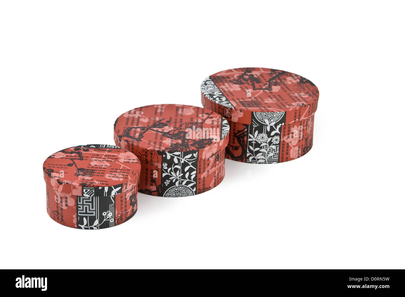 Three circle boxes for gifts Stock Photo - Alamy