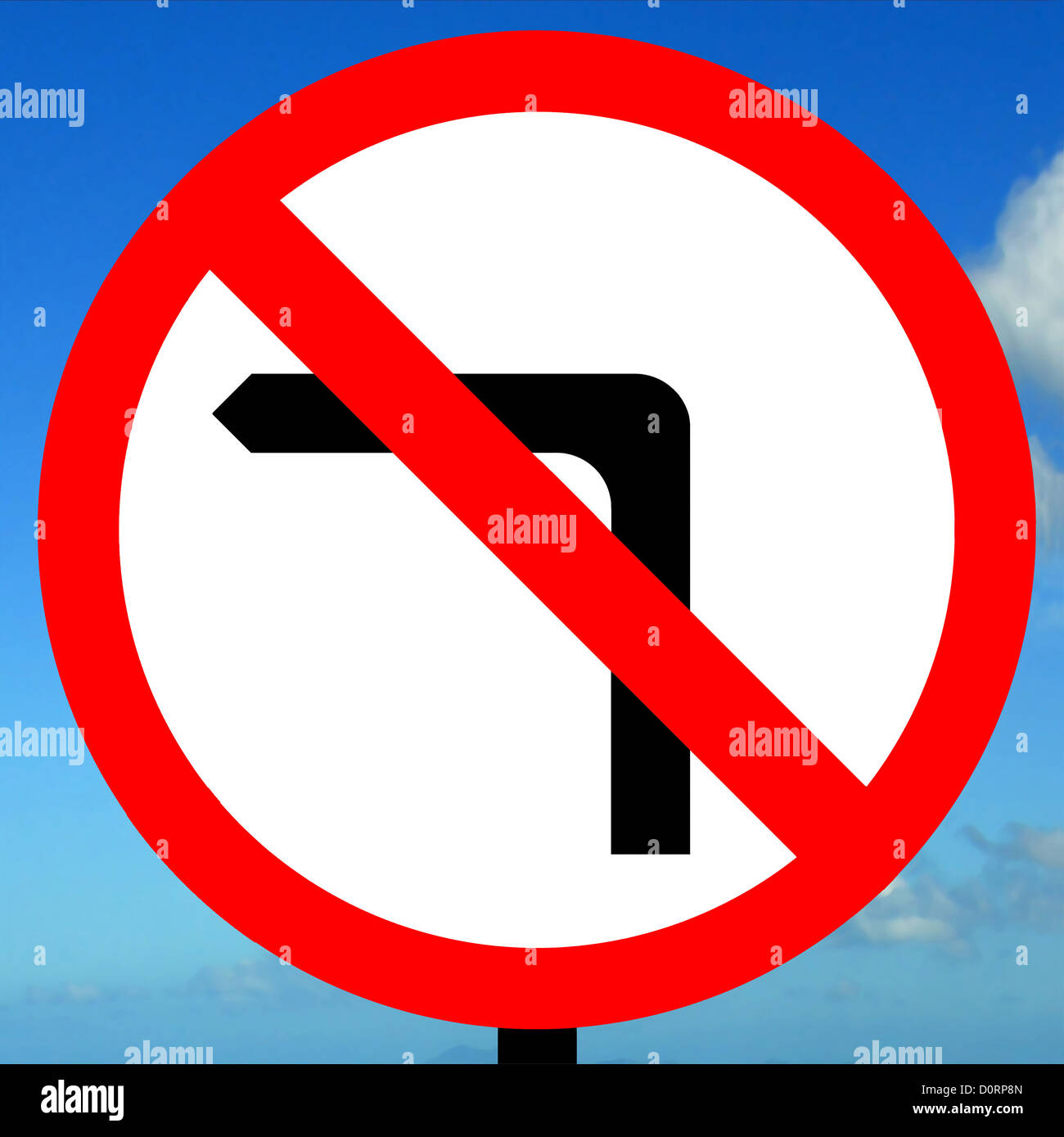 No left turn sign Stock Photo - Alamy