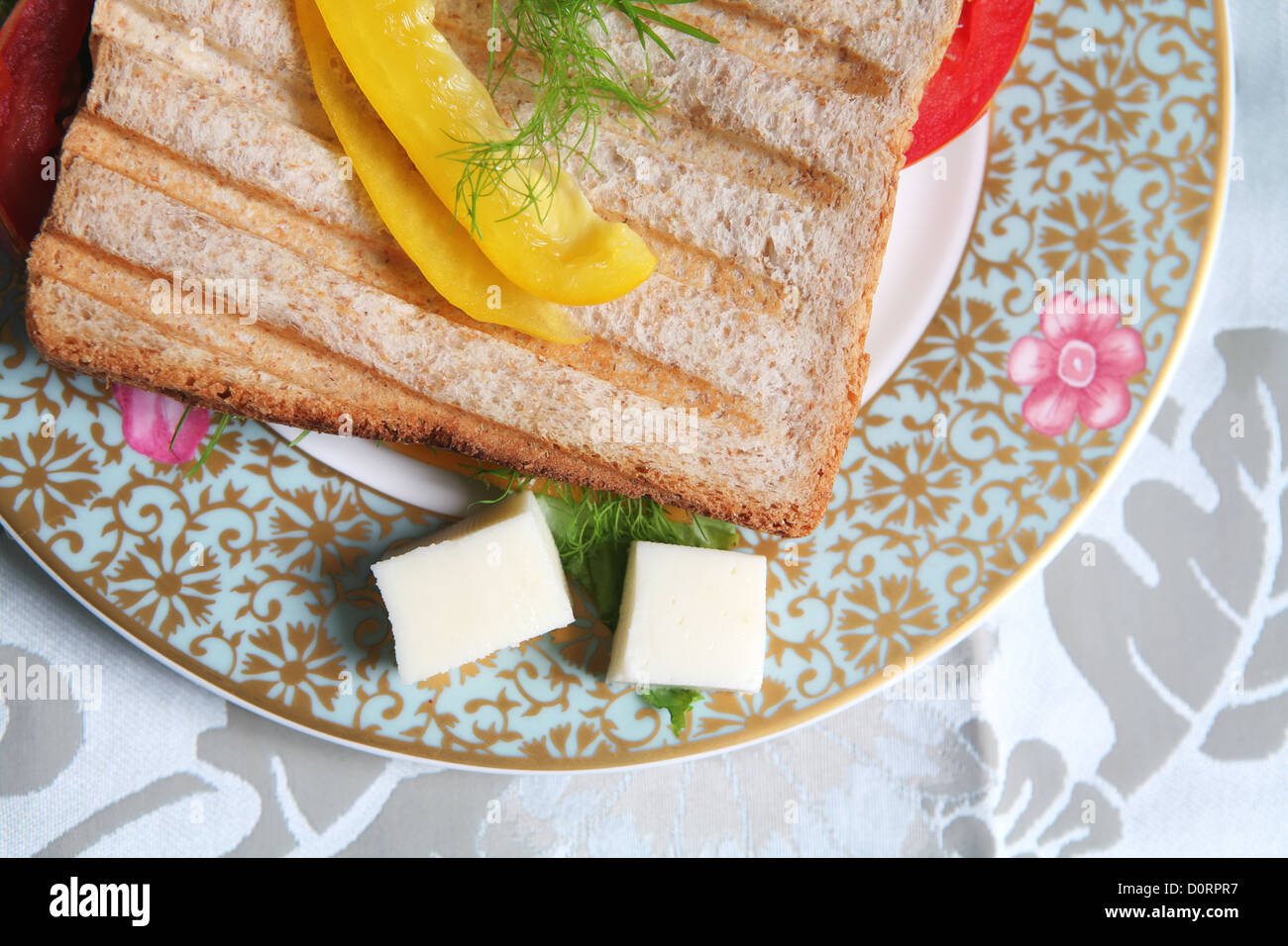 Meal, Toast on Plate Stock Photo - Alamy