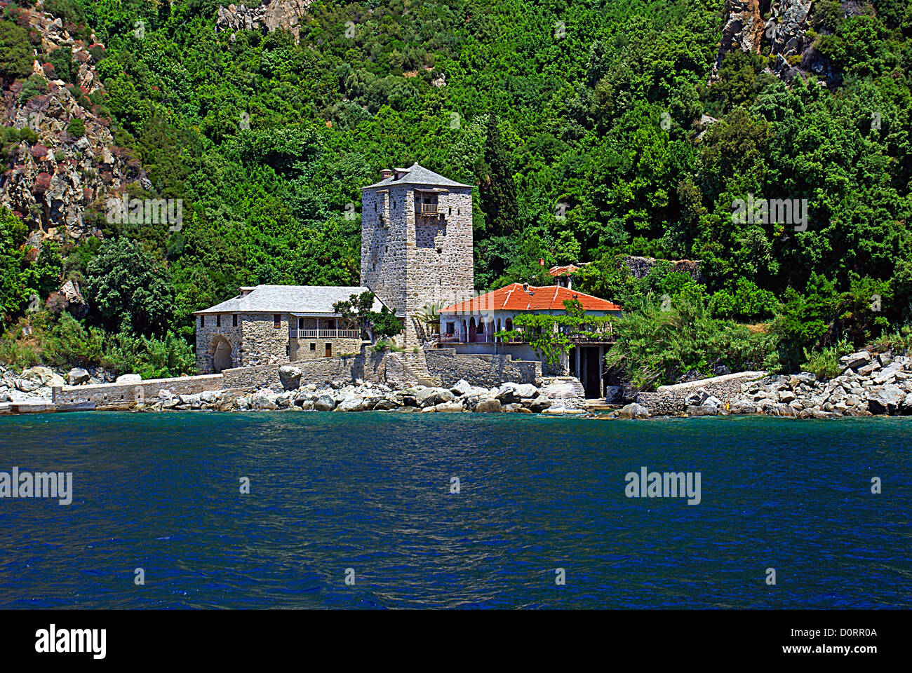 Monastery of at Mount Athos in Greece Stock Photo - Alamy