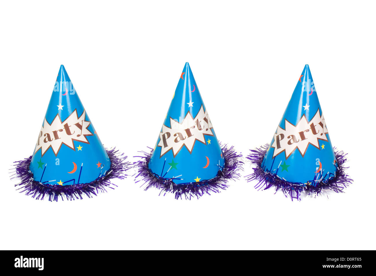 Close-up of three party hats in a row Stock Photo - Alamy