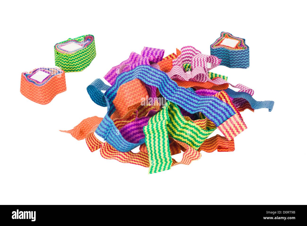 Close-up of tangled and rolled paper ribbon Stock Photo - Alamy