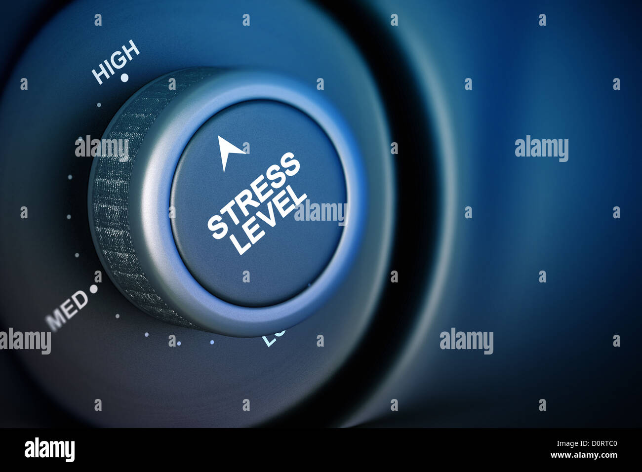 stress level button with low, medium and high word, black and blue ...