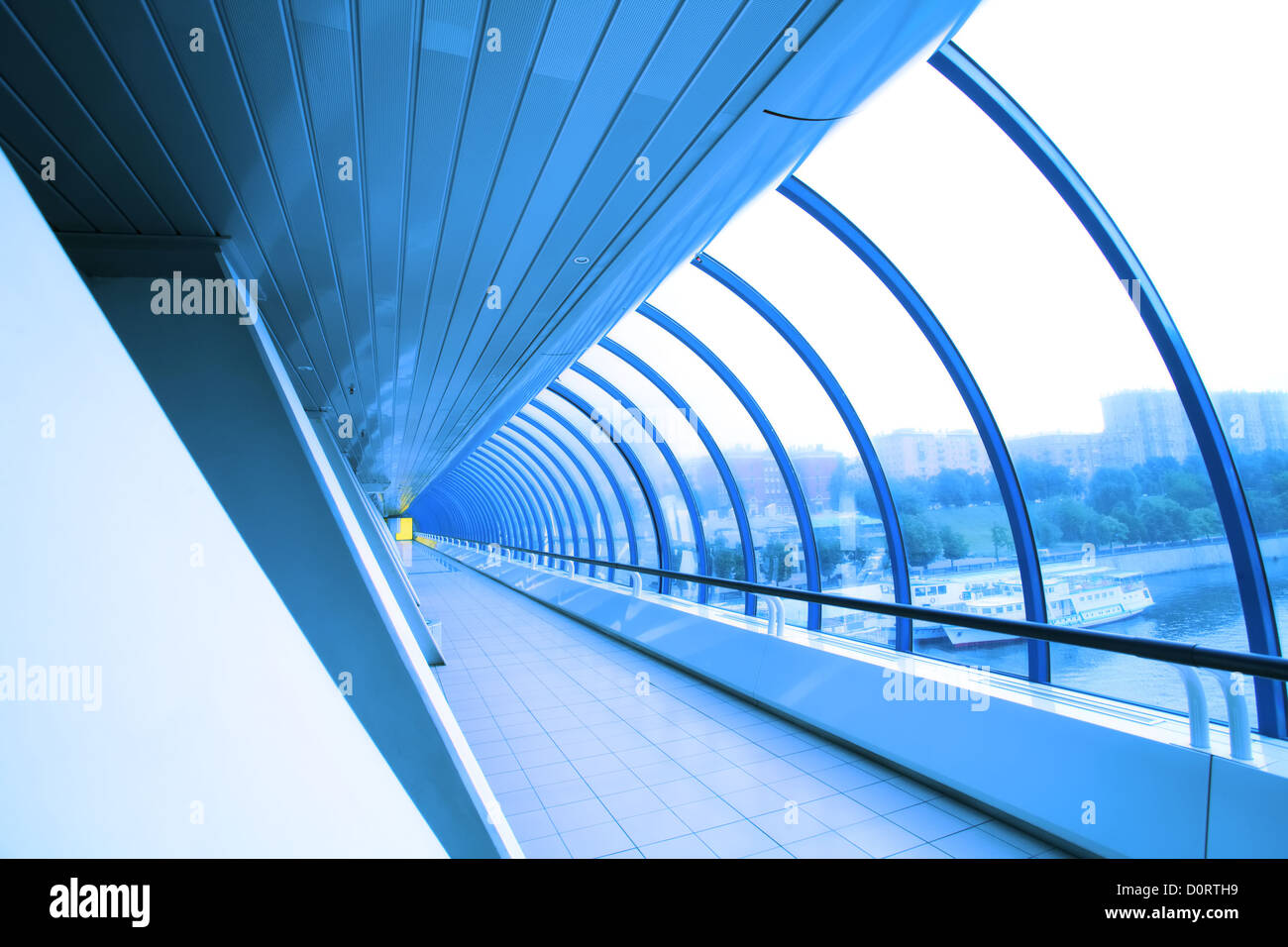 futuristic glass corridor Stock Photo - Alamy
