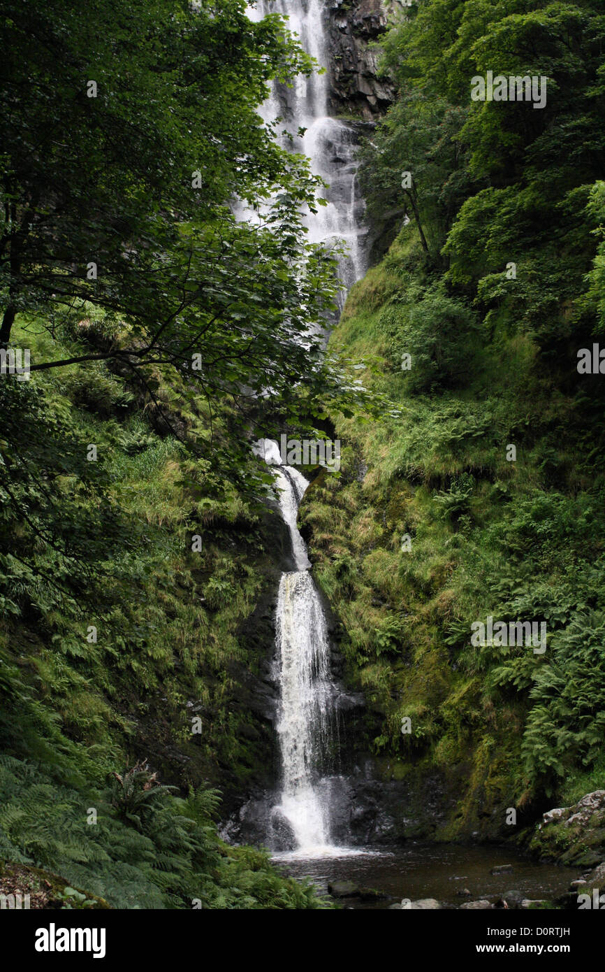 Pistyll Rhaeadr waterfall in the Berwyn mountains Powys Mid Wales Stock ...