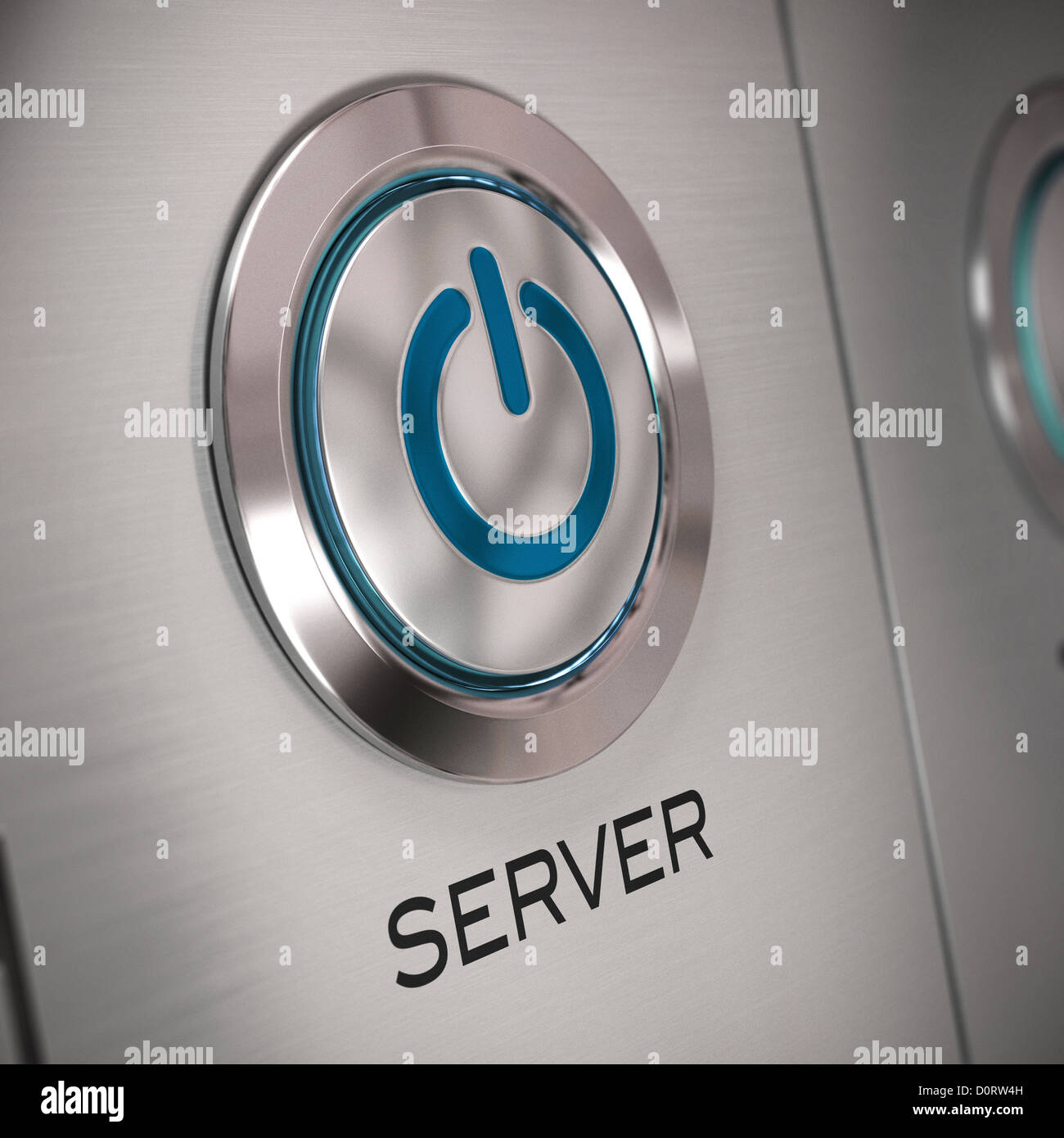 server push button with start symbol in the center. server word is ...