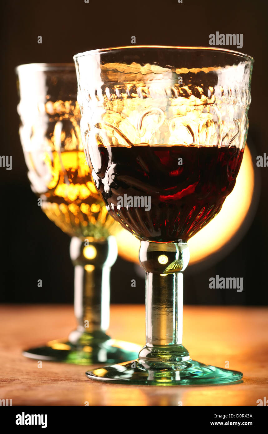 Two Goblets with Wine Stock Photo - Alamy