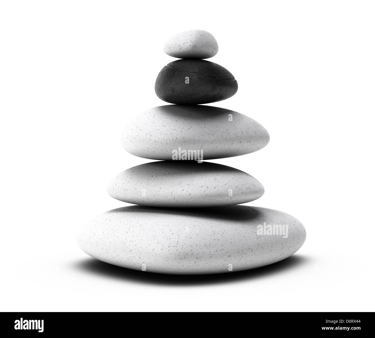 stones pyramid with four white pebbles plus one black pebble over white ...