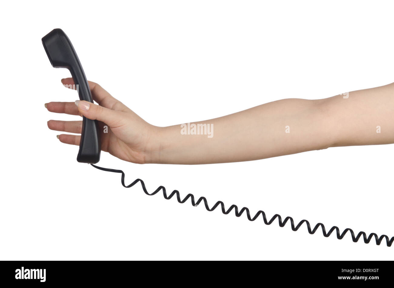 Hand with phone isolated on white Stock Photo - Alamy