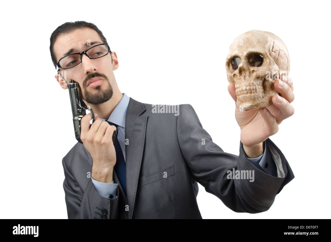 Man with gun isolated on white Stock Photo - Alamy